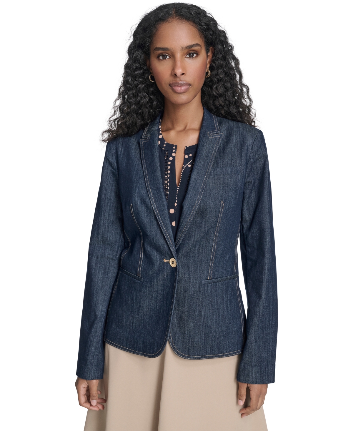 Click here for Tommy Hilfiger Womens One Button Denim Blazer - Na... prices