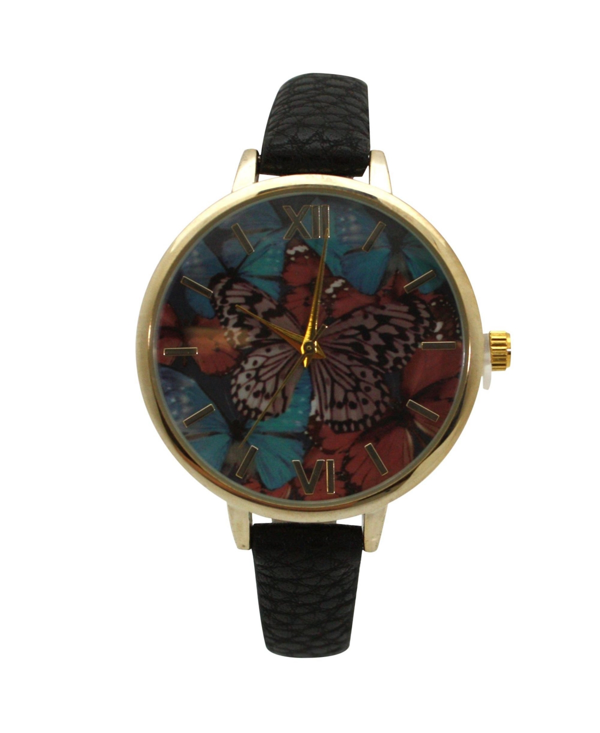 Click here for Olivia Pratt Black Faux Leather Butterflies Dial W... prices