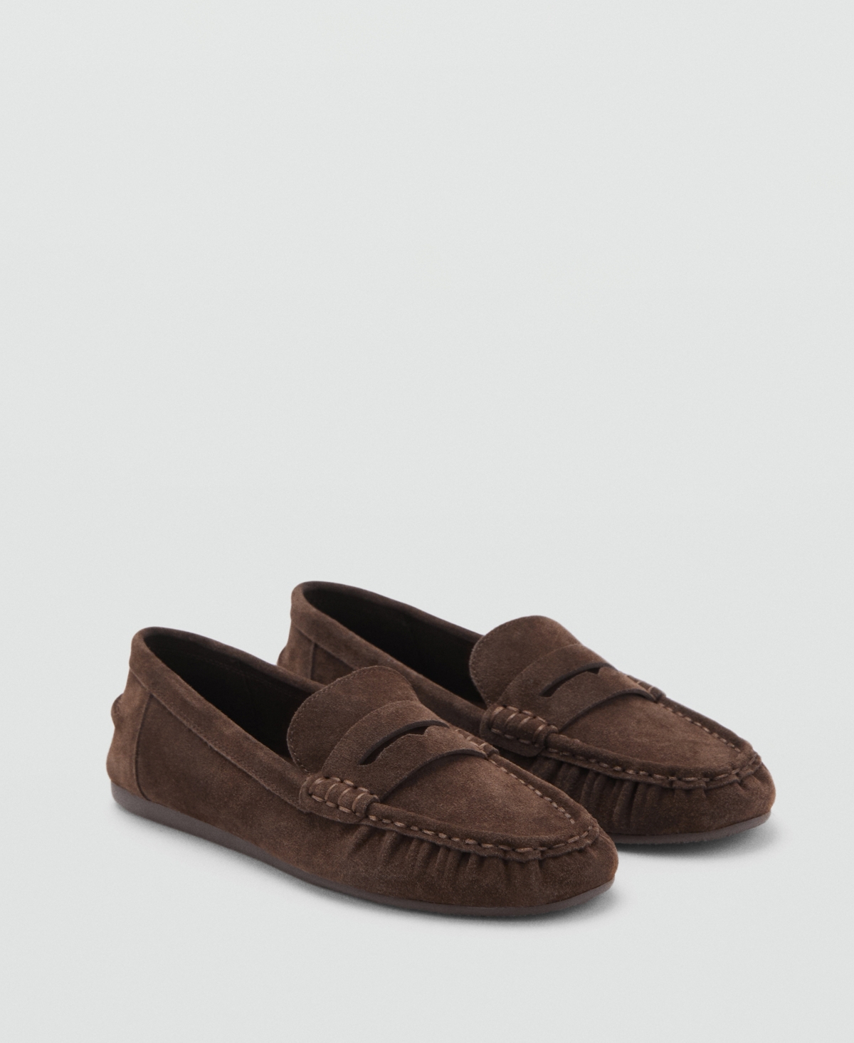 Click here for Mango Womens Ruched Toe Suede Shoes - Chocolate prices