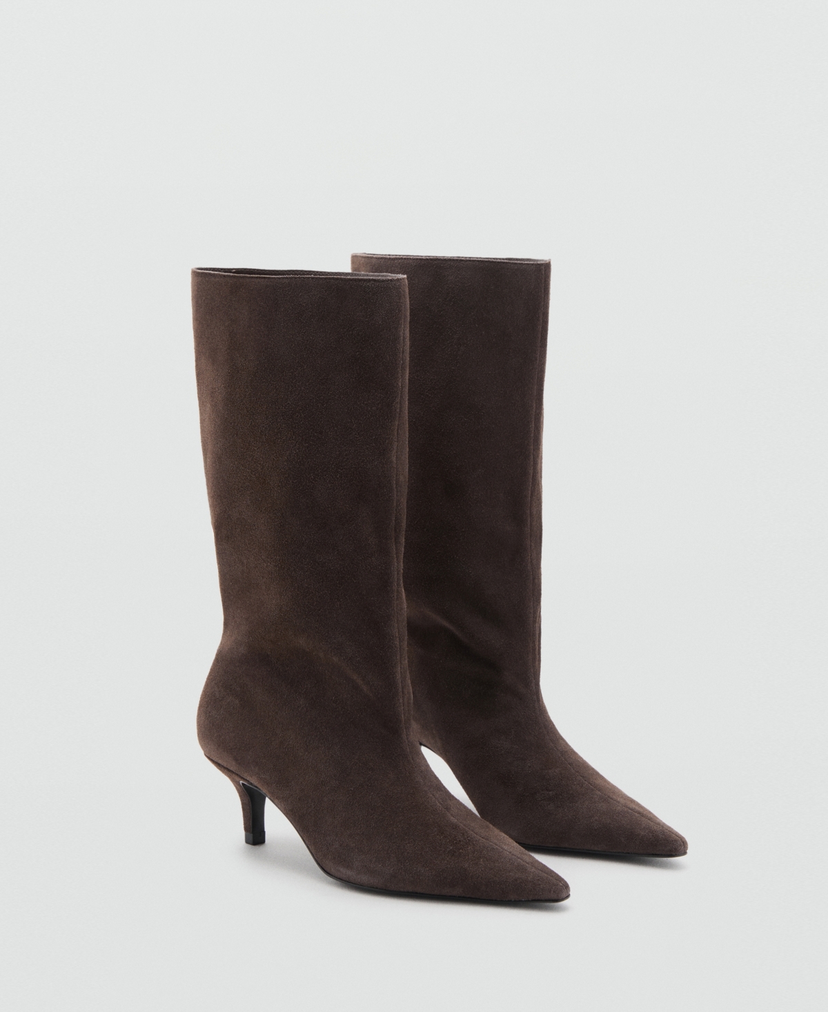 Click here for Mango Womens Kitten Heel Suede Ankle Boots - Choco... prices