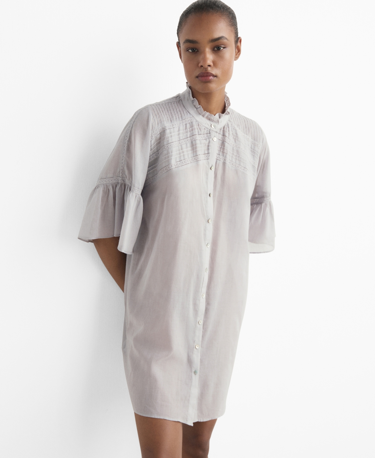Click here for Mango Womens Short-Sleeved Cotton Nightdress - Lig... prices