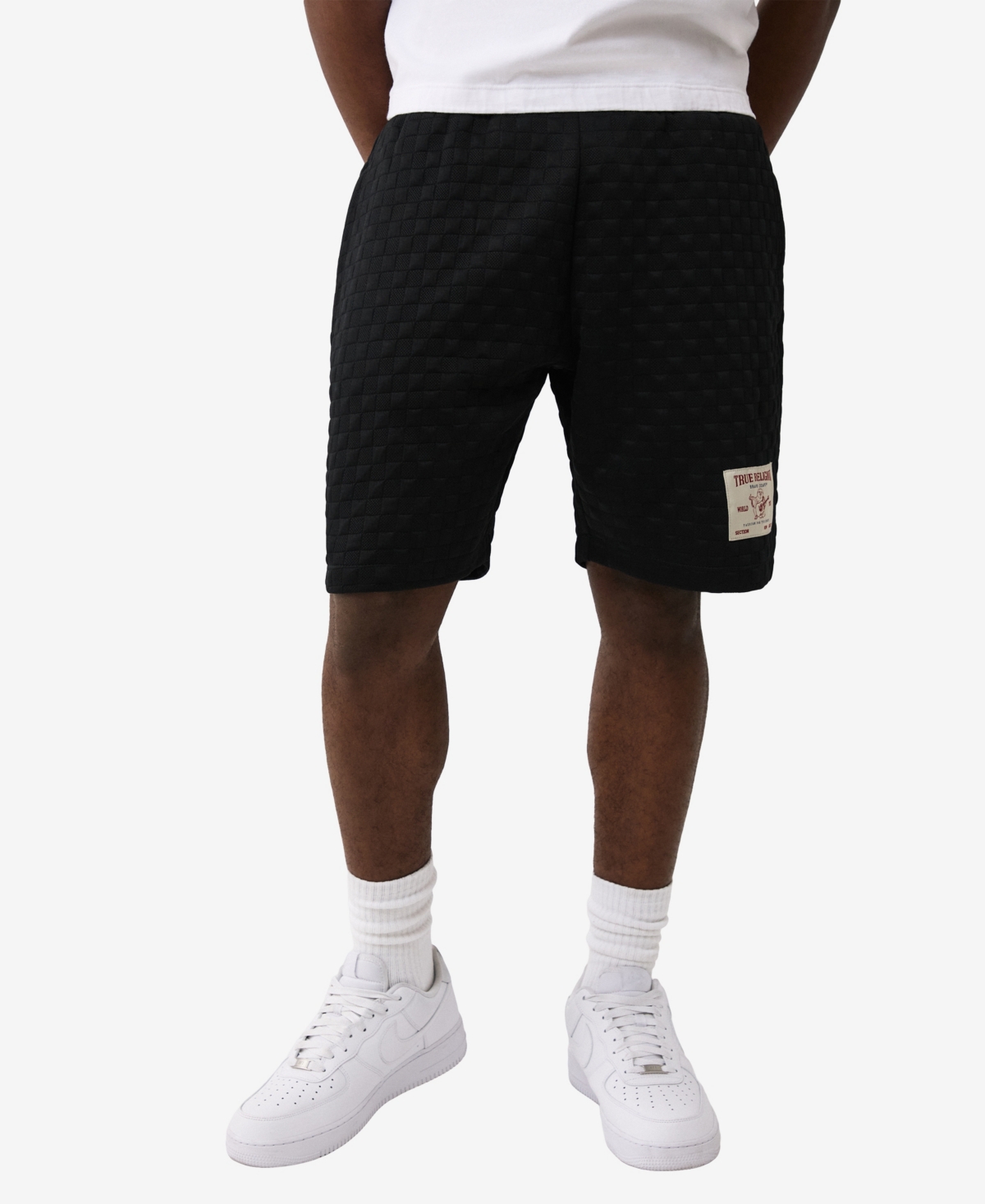 Click here for True Religion Mens Checkered Quilted Shorts - Jet... prices