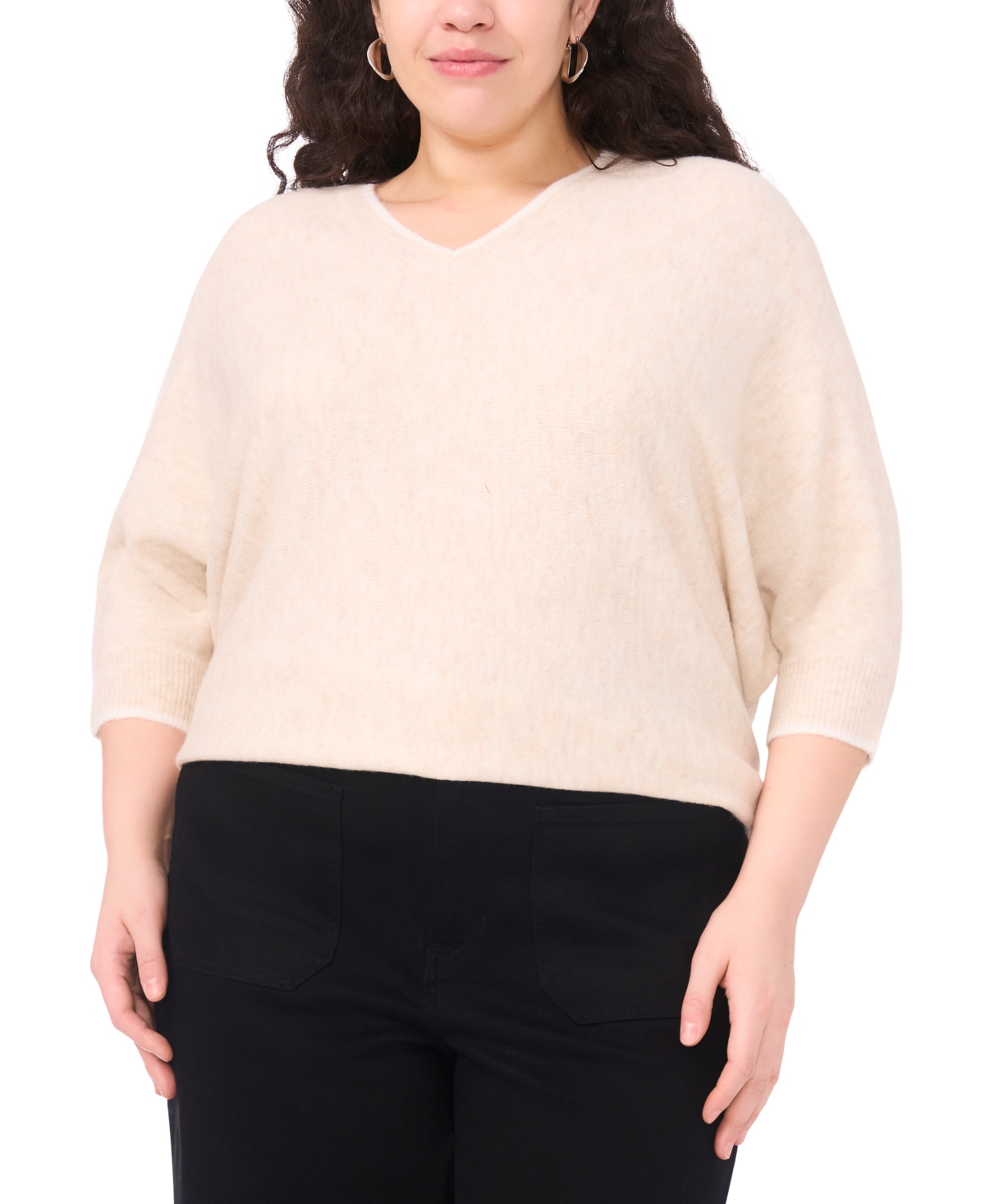 Click here for Vince Camuto Plus Size V-Neck Dolman-Sleeve Sweate... prices