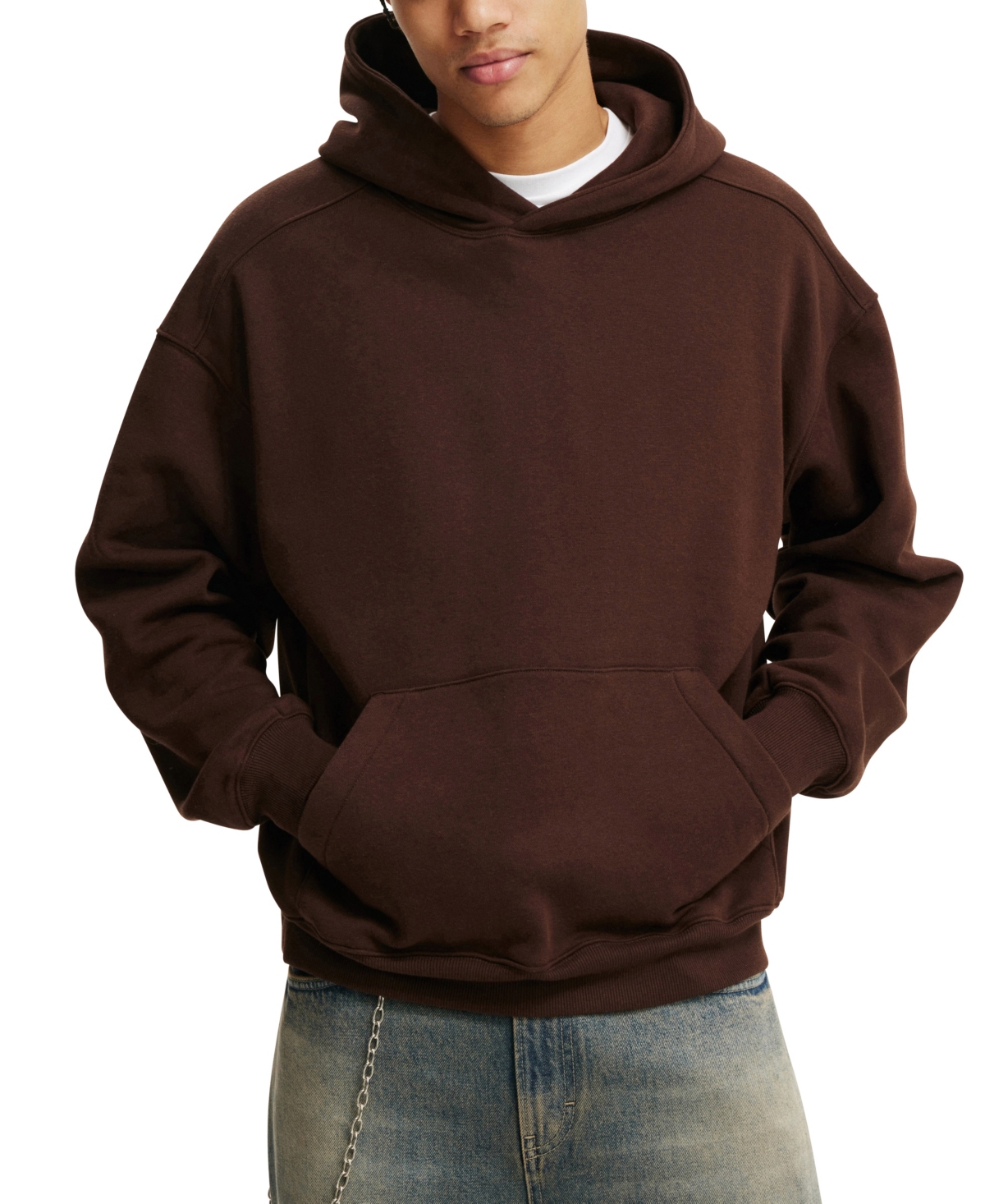 Click here for Cotton On Mens Box Fit Hoodie - Brown prices