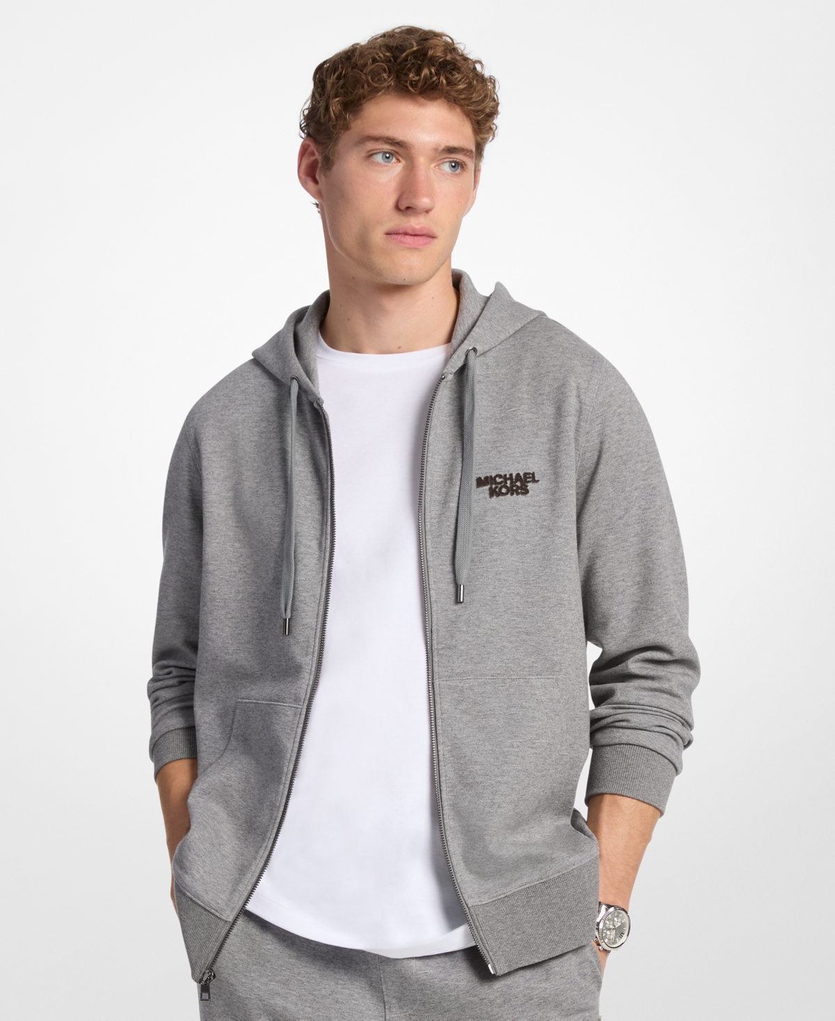 Click here for Michael Kors Mens Full Zip Hooded Sweatshirt - Ash... prices