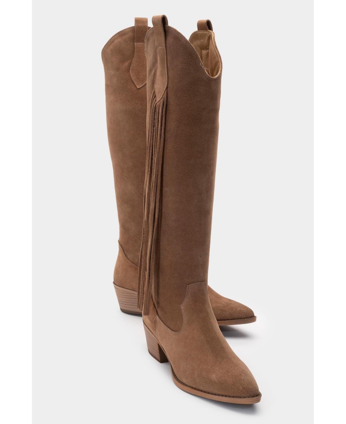 Click here for Forever & Always Shoes Rios Leather Fringe Knee Hi... prices