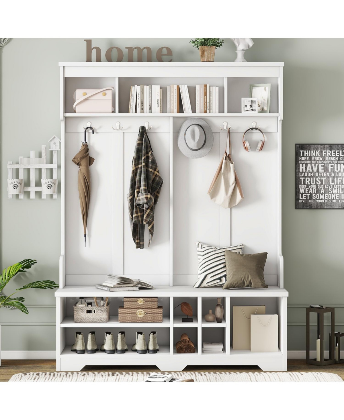 Click here for Streamdale Hall Tree Coat Rack Shoe Cubby Storage... prices
