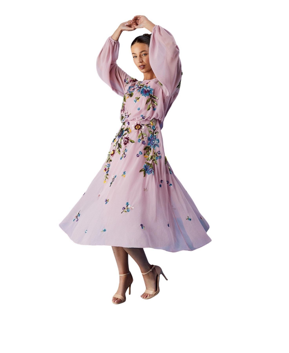 Click here for Coast Womens Embellished Sequin Midi Dress - Rose prices