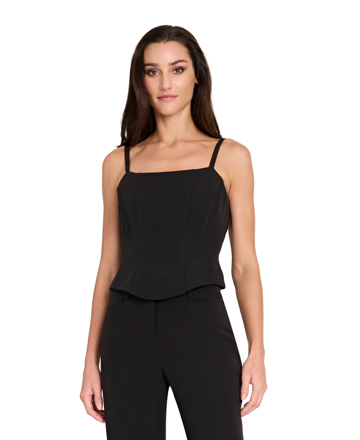 Click here for Tahari Asl Womens Square Neck Corset Top - Black prices