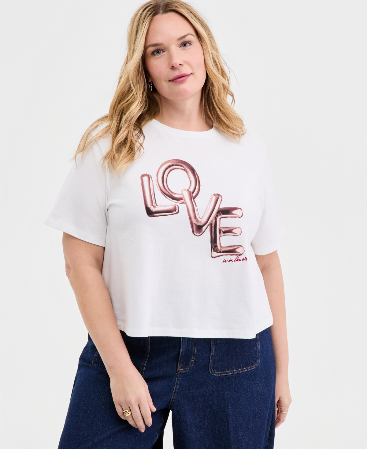 Click here for On 34th Trendy Plus Size Love Is In The Air Graphi... prices