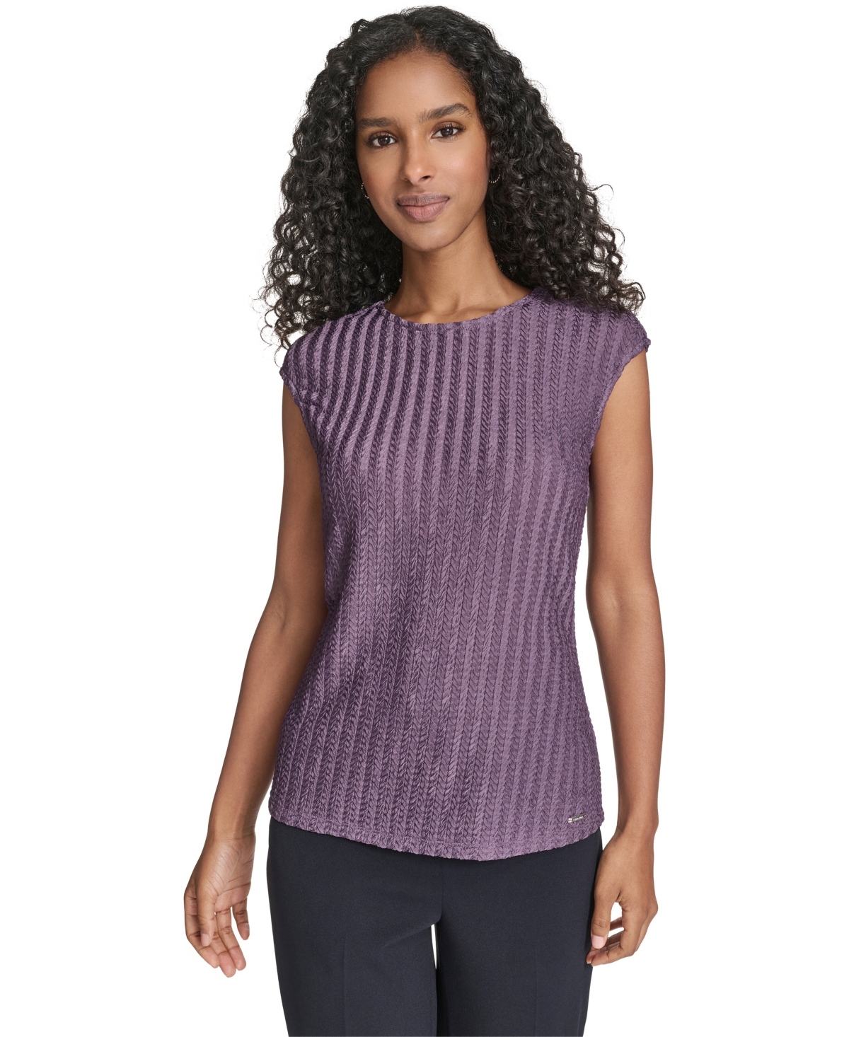 Click here for Calvin Klein Petite Cap Sleeve Textured Knit Top -... prices