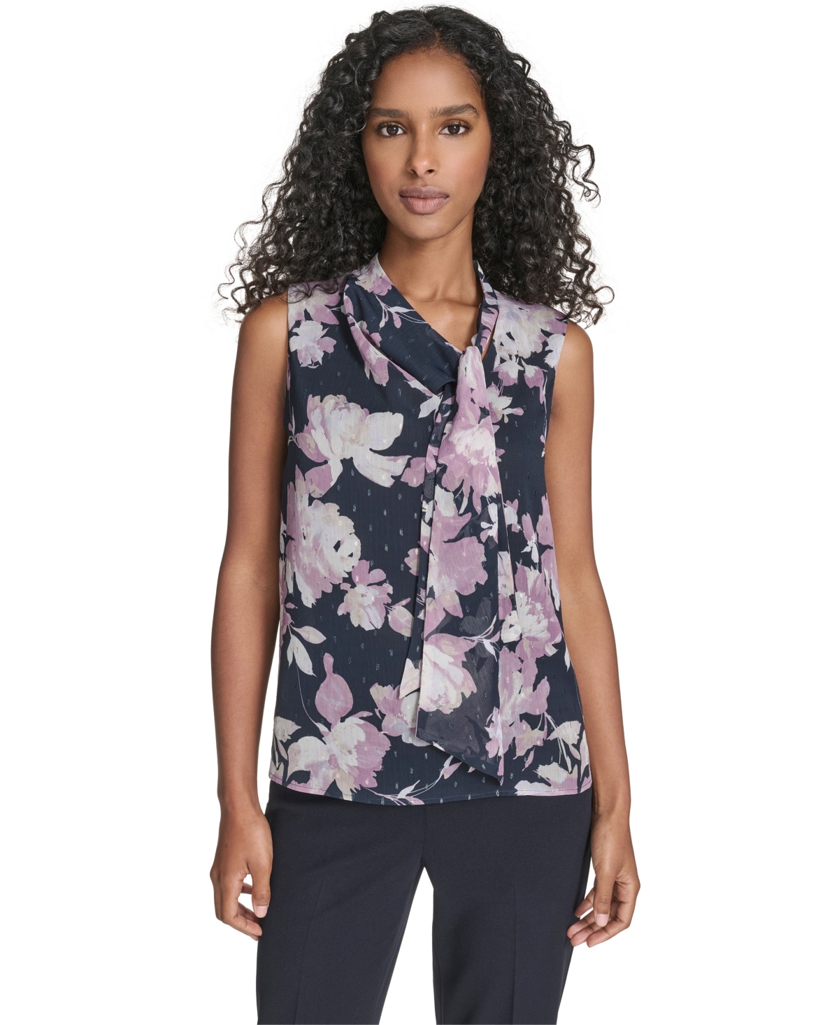 Click here for Calvin Klein Womens Printed Sleeveless Top - Navy/... prices