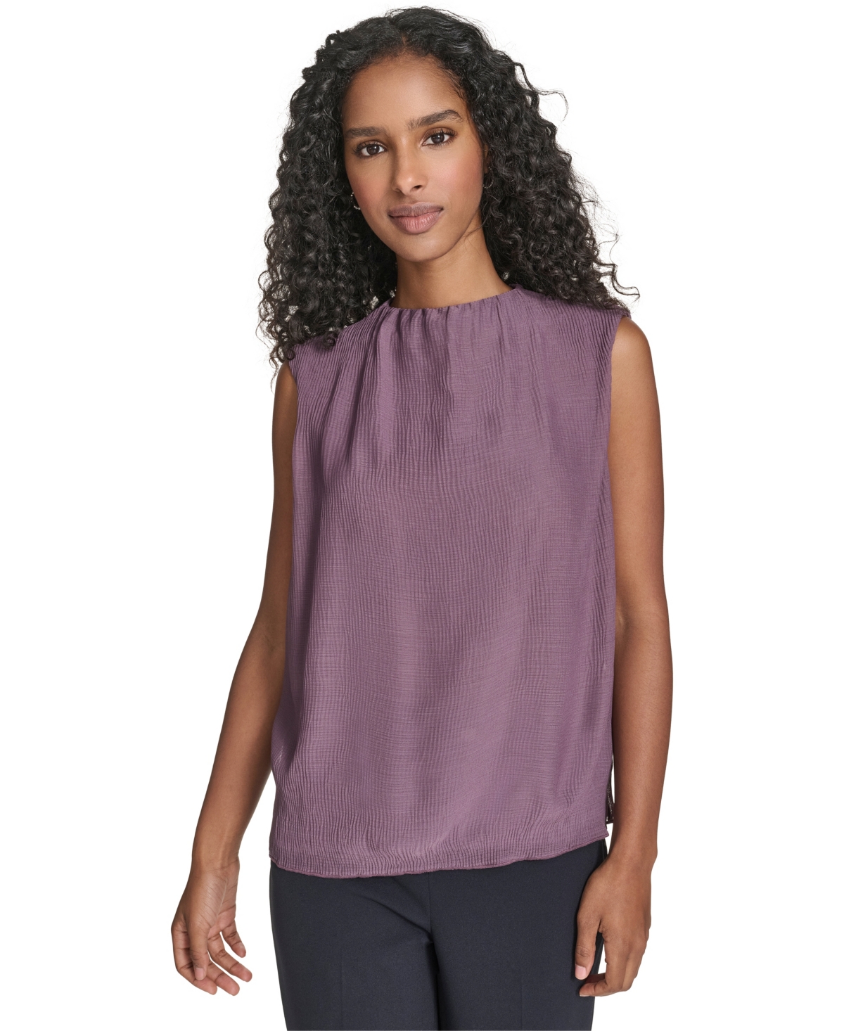 Click here for Calvin Klein Womens Solid Sleeveless Top - Navy/Oy... prices