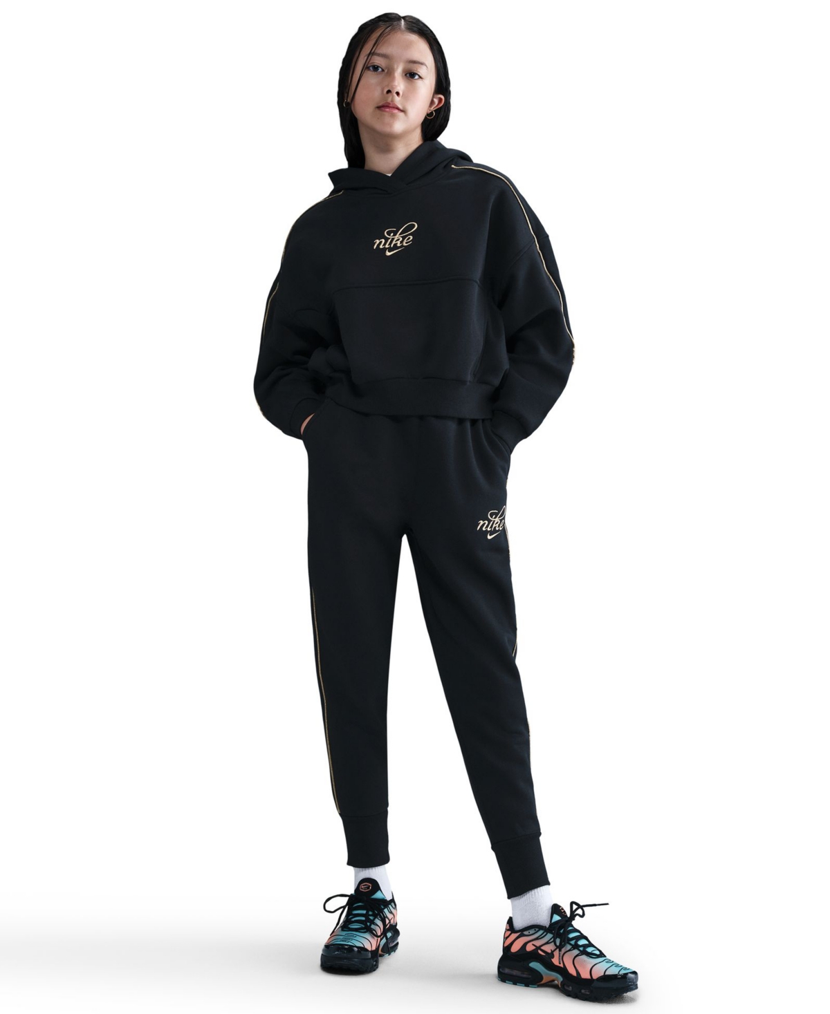 Click here for Nike Girls 7-16 Sportswear Oversized Joggers - Bla... prices