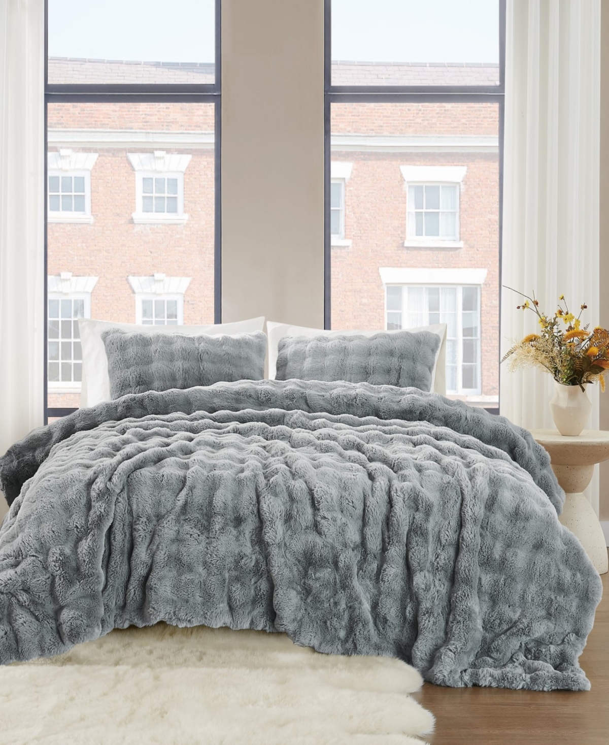 Click here for Brooklyn Loom Bubble Faux Fur 3-Pc. Comforter Set... prices