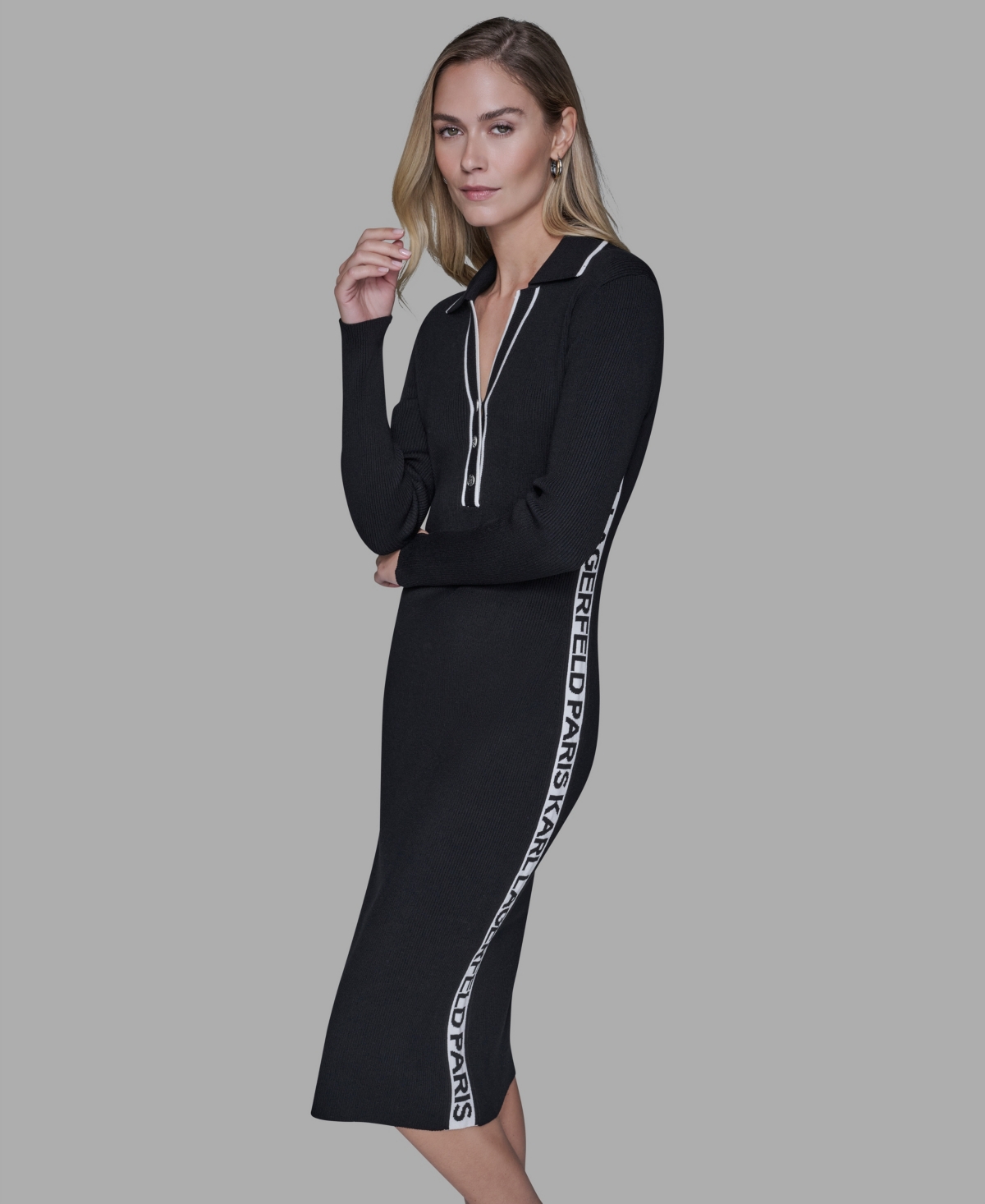 Click here for Karl Lagerfeld Paris Womens Logo Tape Sweater Dres... prices