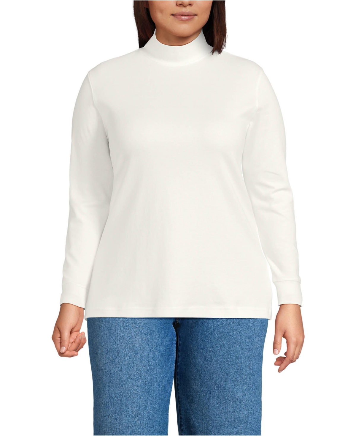 Click here for Lands End Plus Size Relaxed Cotton Long Sleeve Moc... prices