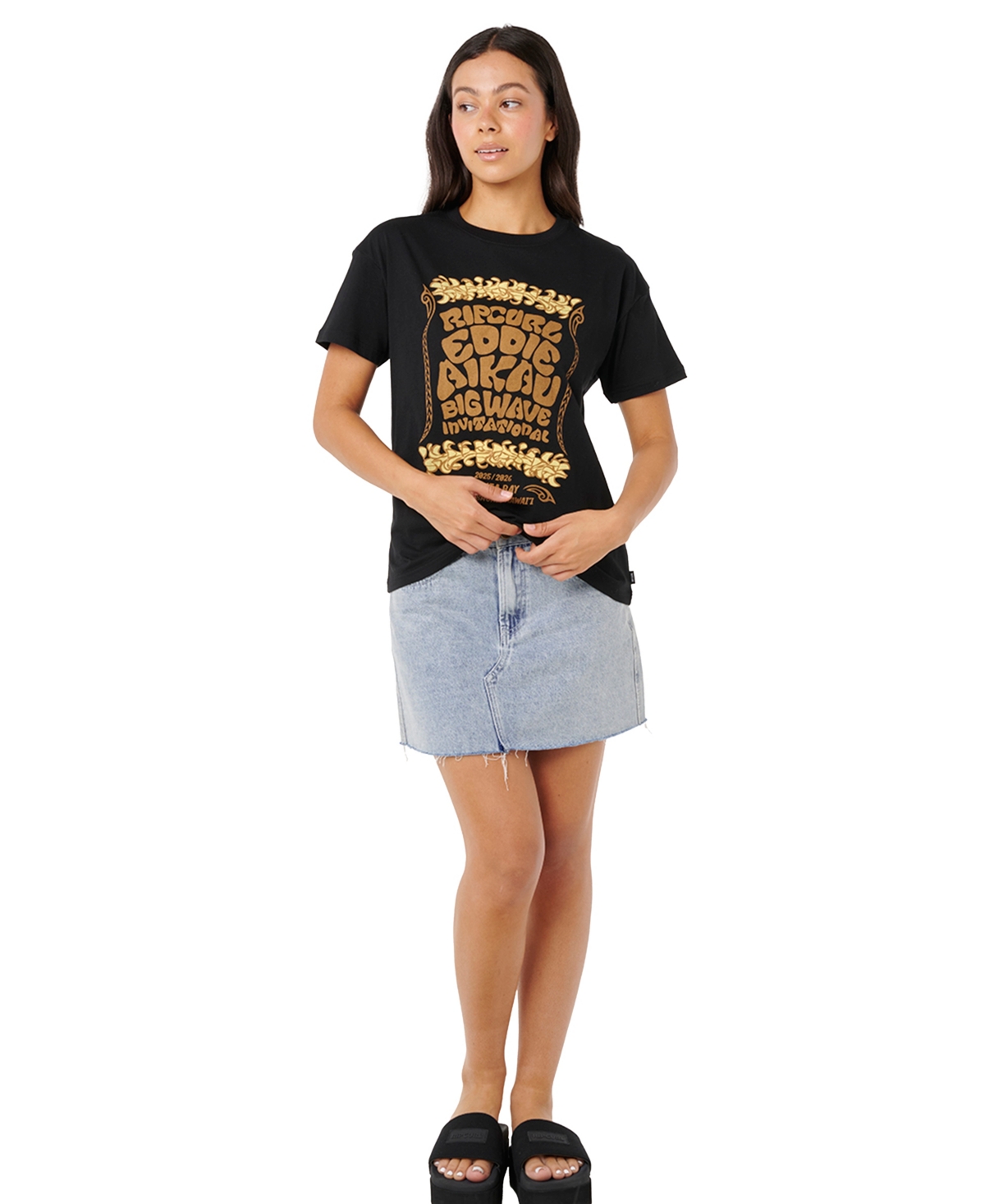 Click here for Rip Curl Womens Printed Short-Sleeve T-Shirt - Bla... prices