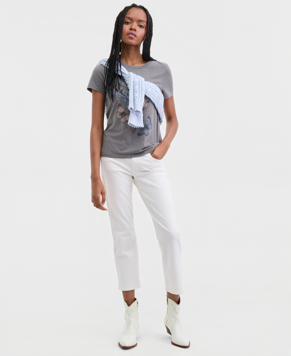 Lucky Brand Womens Mid-Rise Sweet Crop Jeans - Cloudy Days Wash