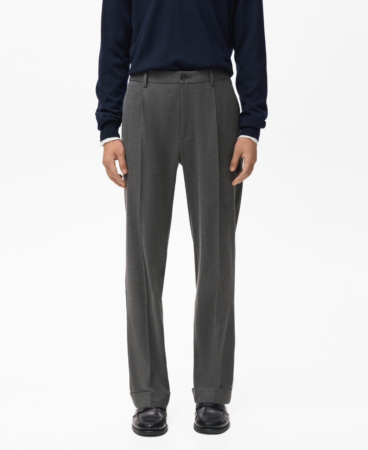 Click here for Mango Mens Regular-Fit Pleated Pants - Medium Heat... prices