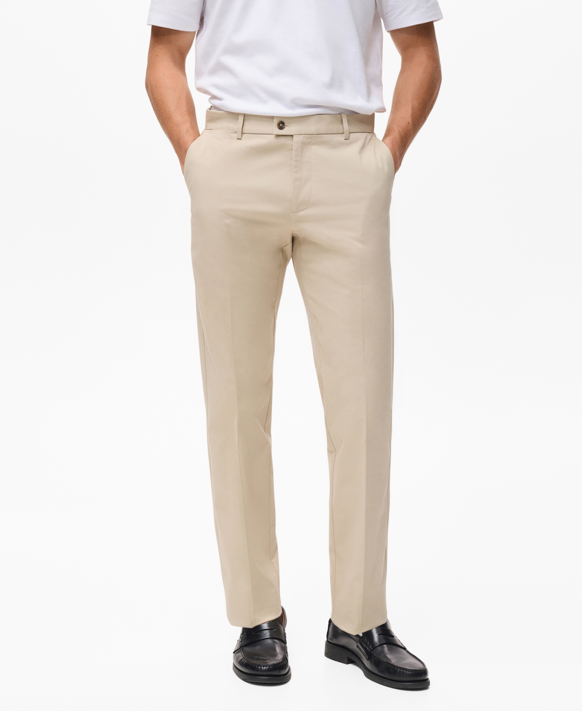 Click here for Mango Mens Regular-Fit Cotton Pants - Ecru prices