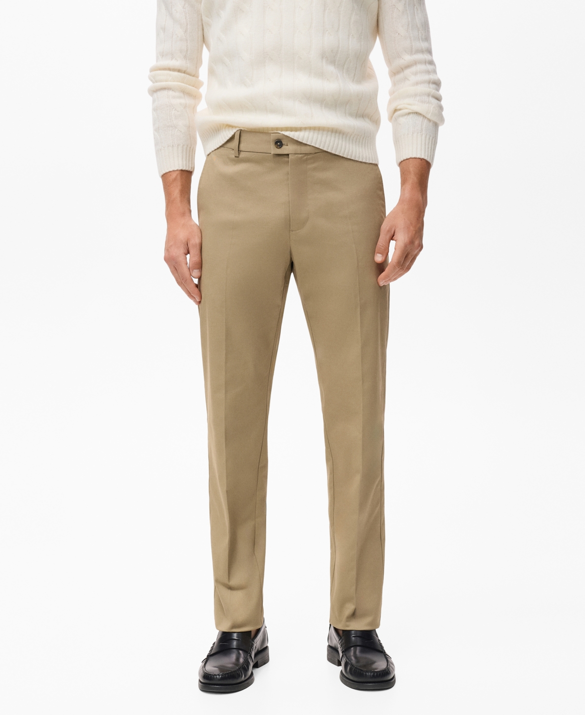 Click here for Mango Mens Regular-Fit Cotton Pants - Beige prices