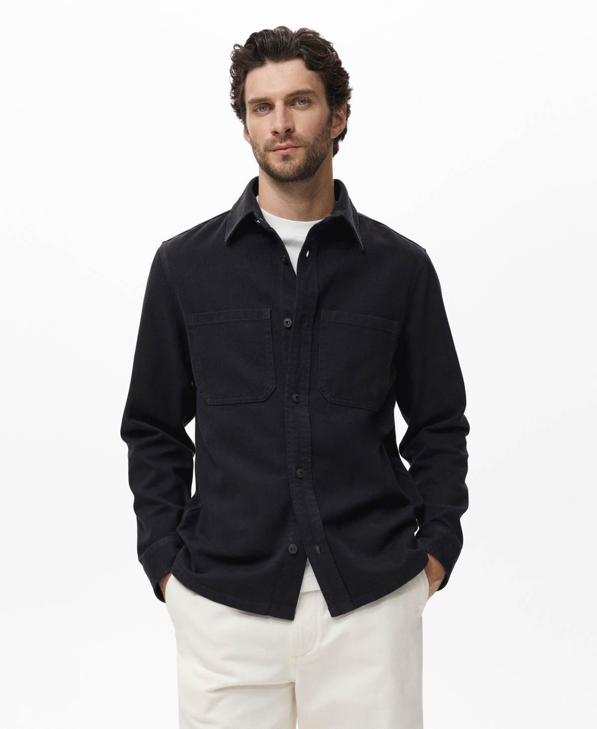Click here for Mango Mens Denim Pockets Overshirt - Navy prices