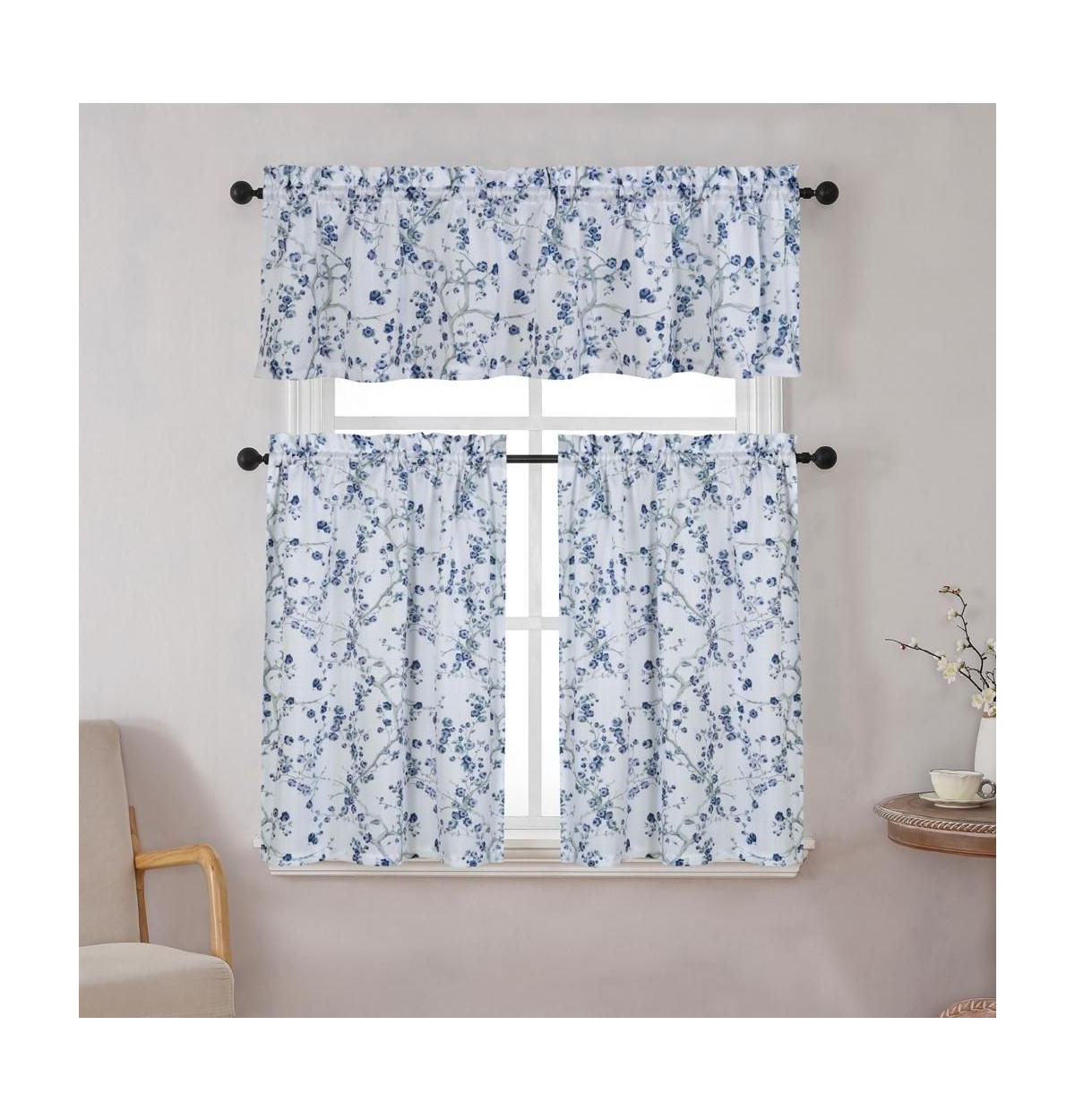 Click here for Kate Aurora Complete 3 Piece Rod Pocket Cherry Blo... prices