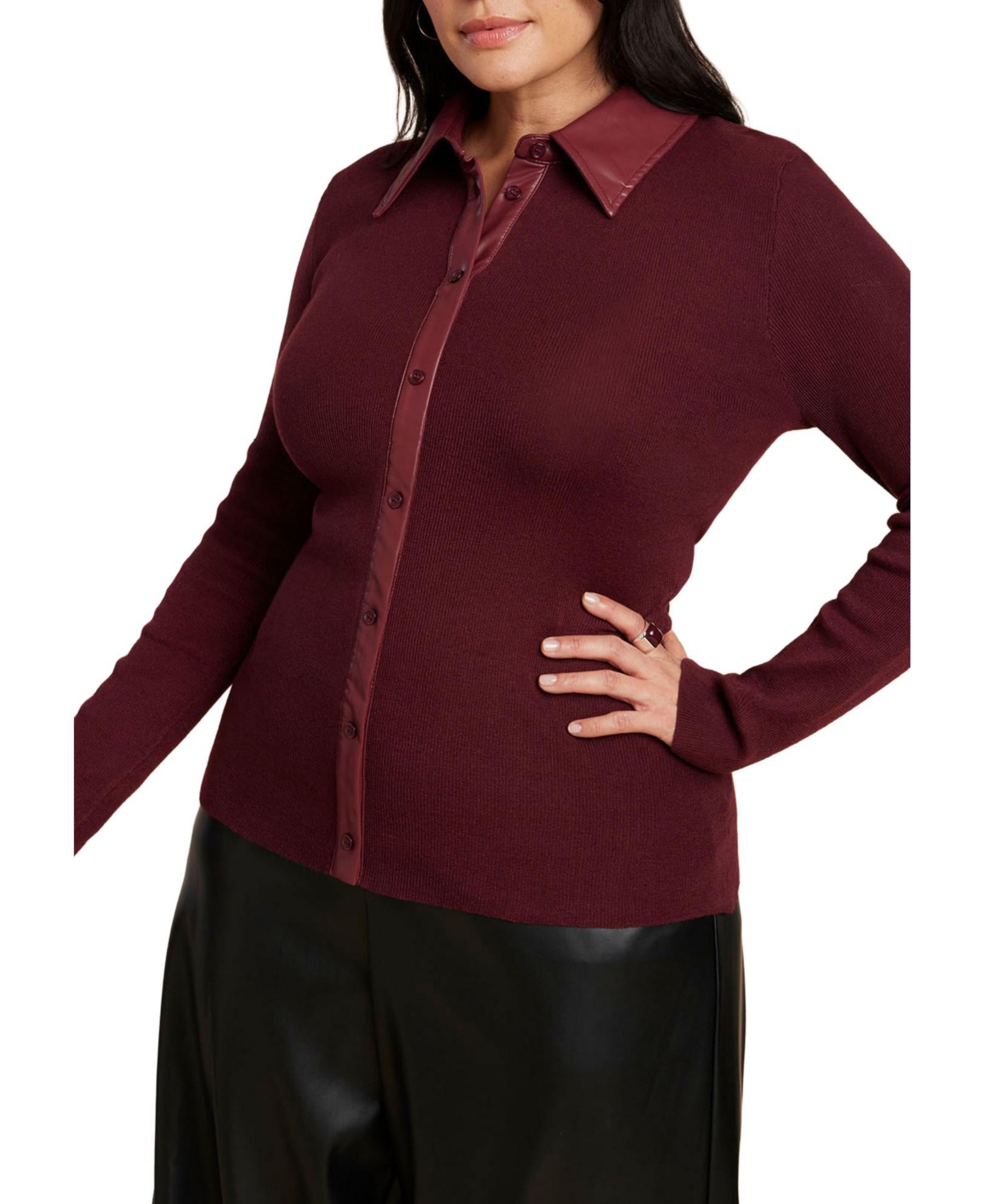Click here for Eloquii Womens Draped Cropped Sweater - Tawny port prices