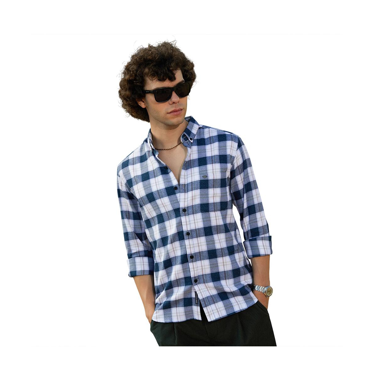 Click here for Campus Sutra Mens Navy Blue Bi-Buffalo Check Shirt... prices