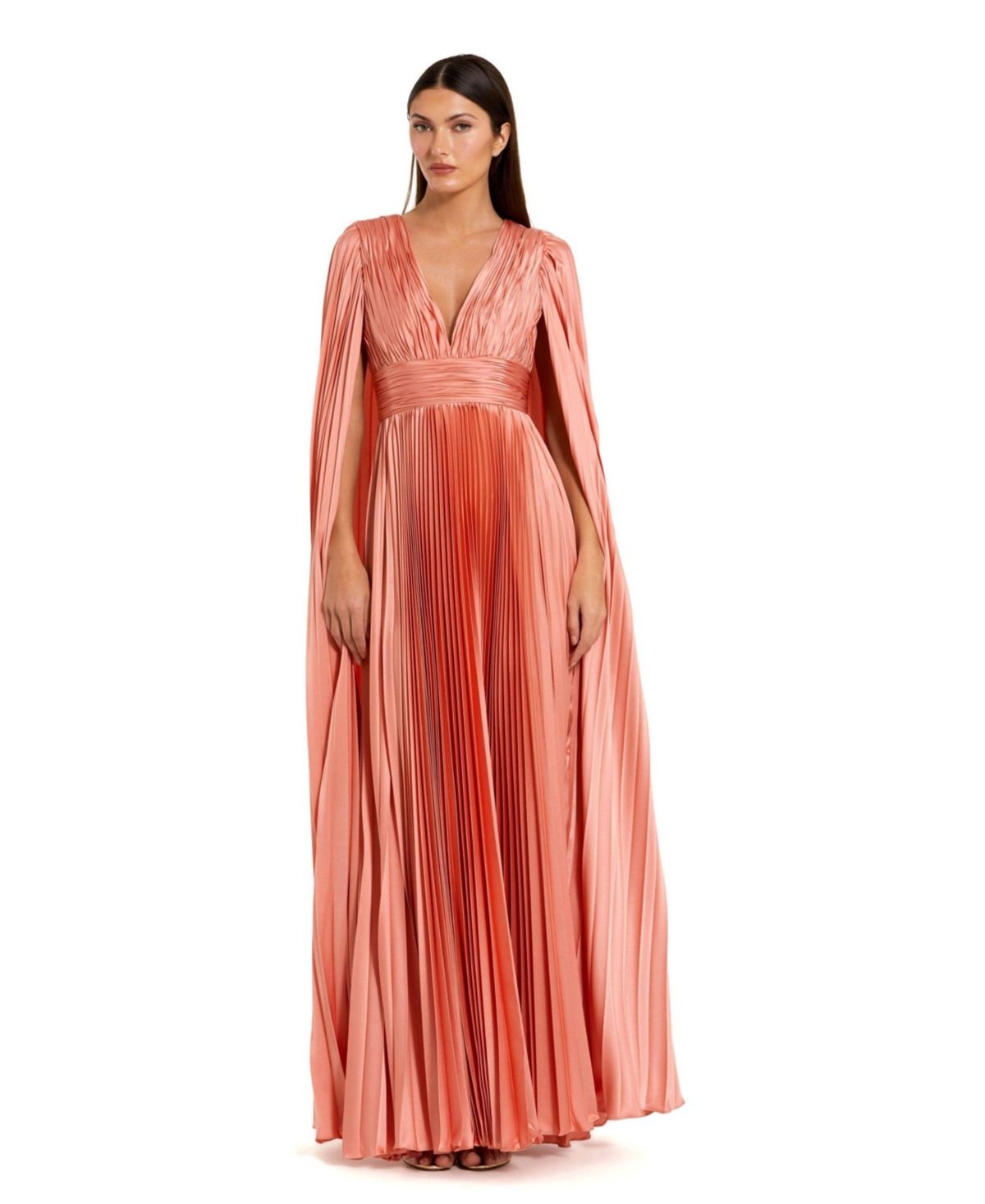 Click here for Mac Duggal Womens Pleated Charmeuse V-Neck Gown Wi... prices