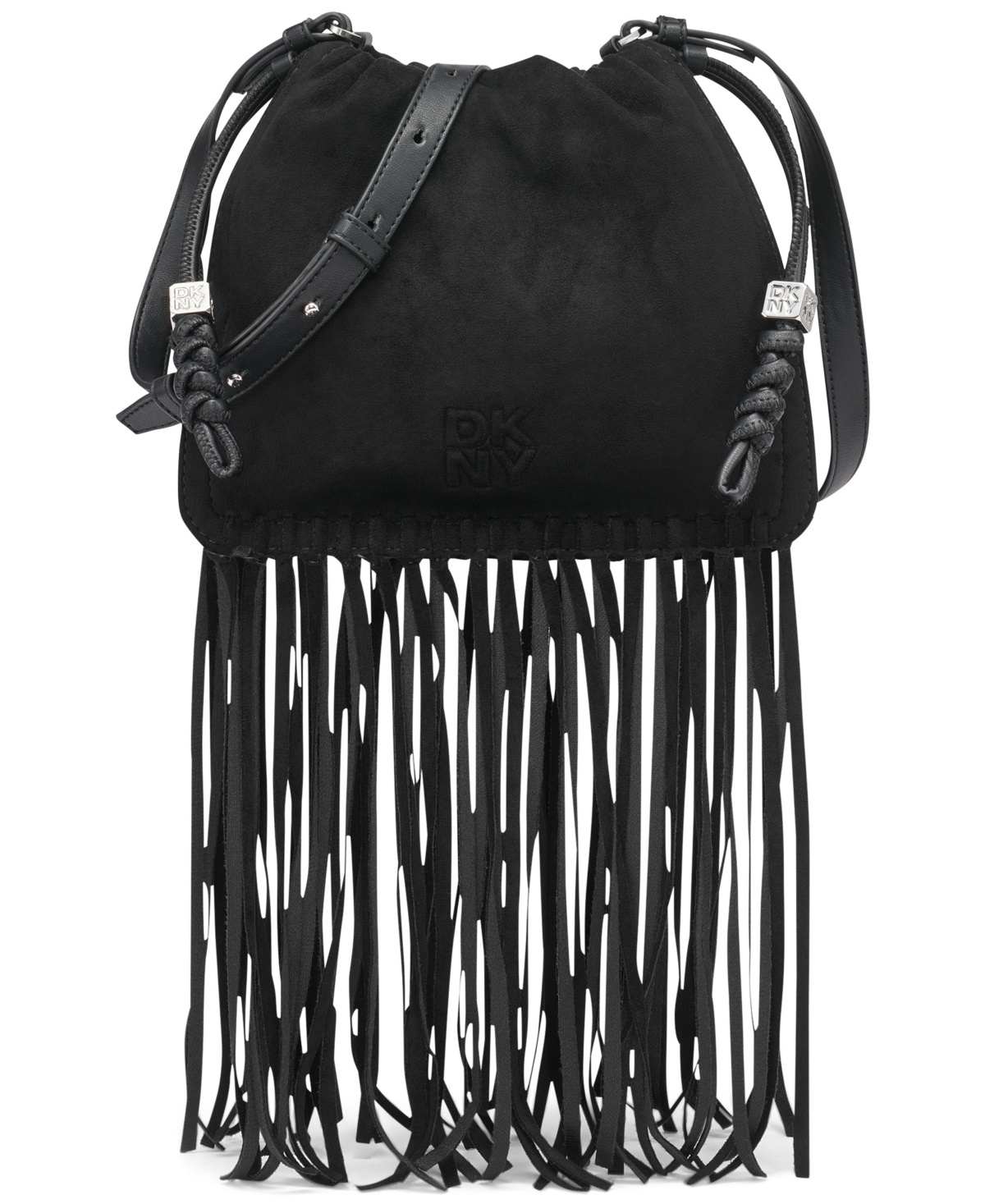 Click here for Dkny Halle Small Drawstring Crossbody - Black/silv... prices
