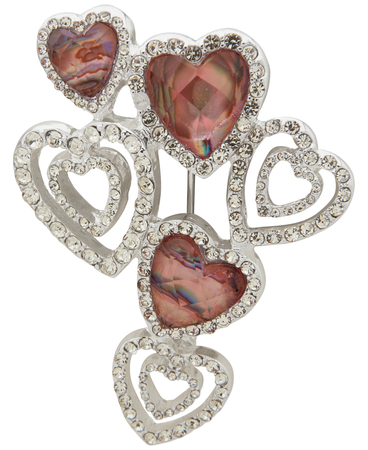 Click here for Anne Klein Silver-Tone Cluster Heart Pin - Pink prices