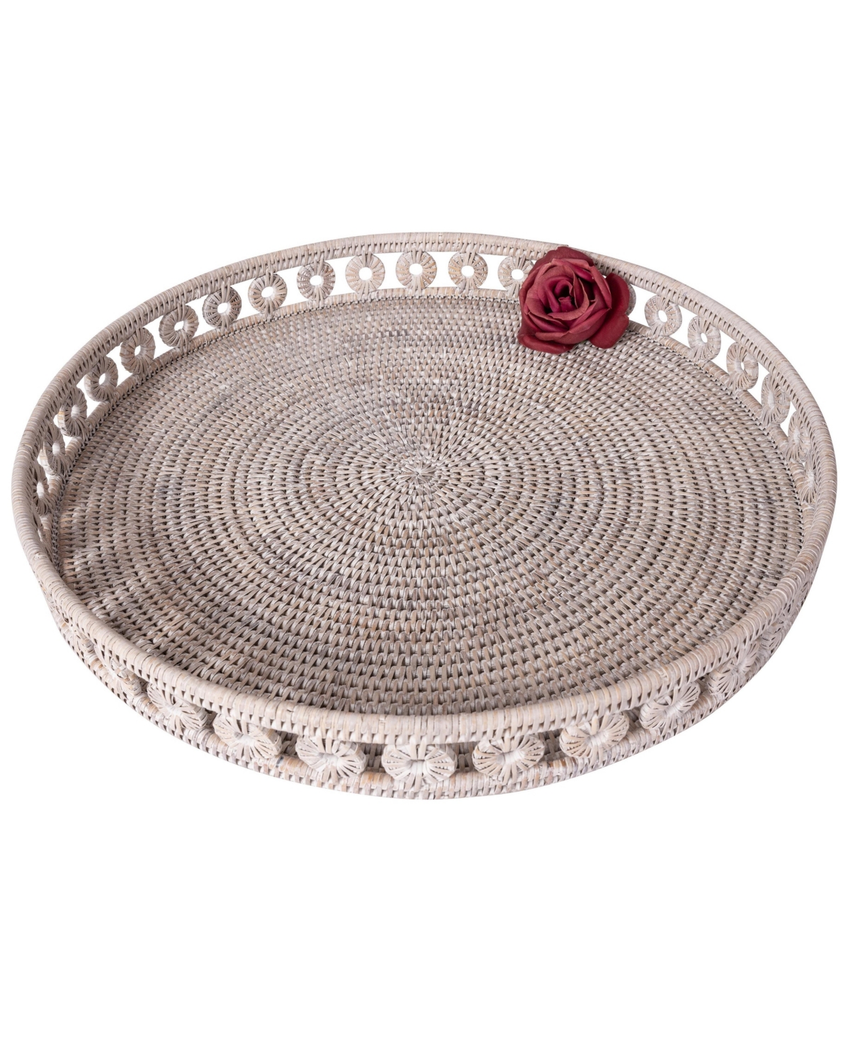 Click here for Artifacts Rattan Inna Design Round Tray - White wa... prices