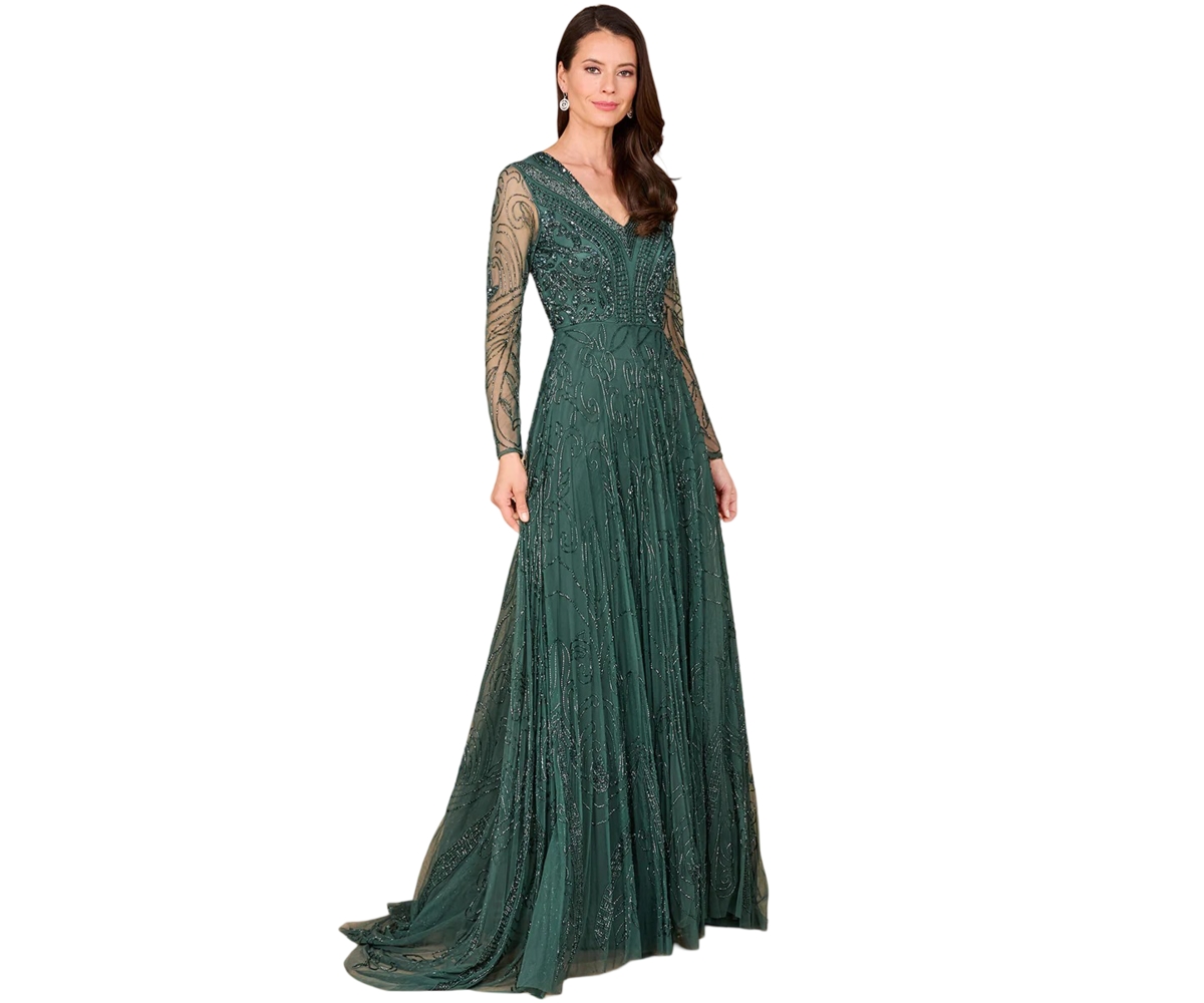 Click here for Lara Womens A-line Beaded Dress with Sleeves - Gre... prices