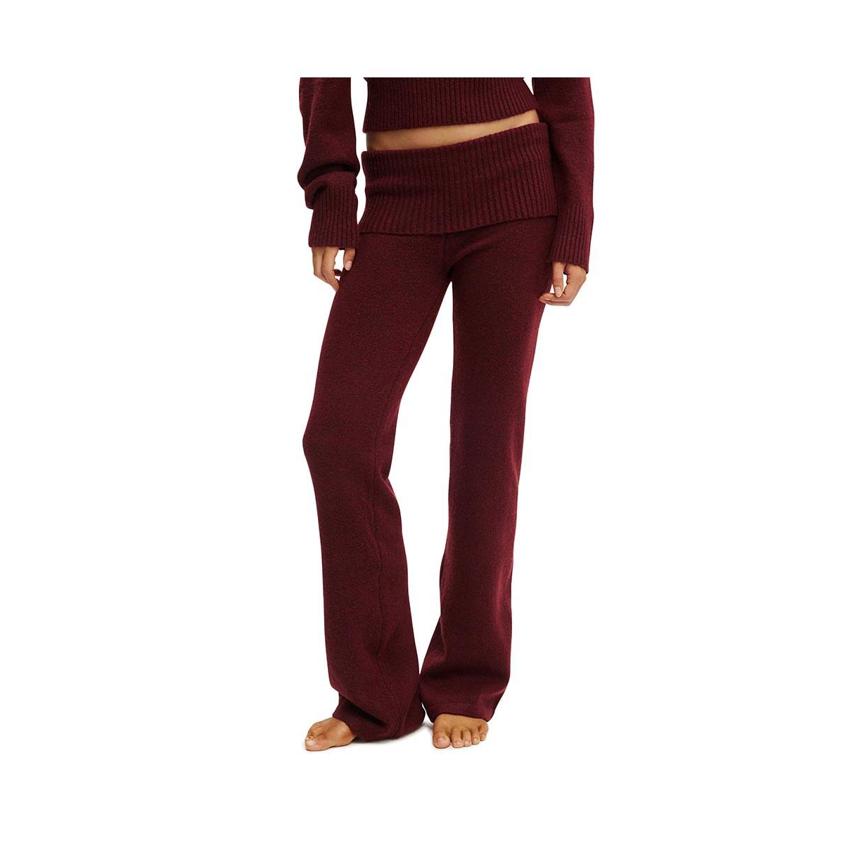 Click here for Cotton On Womens Roll Waist Fluffy Knit Pant - Bur... prices