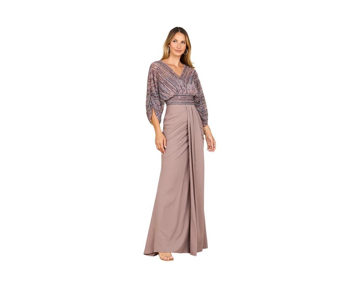 Click here for Lara Womens Draped Skirt Gown with Cape Sleeves -... prices