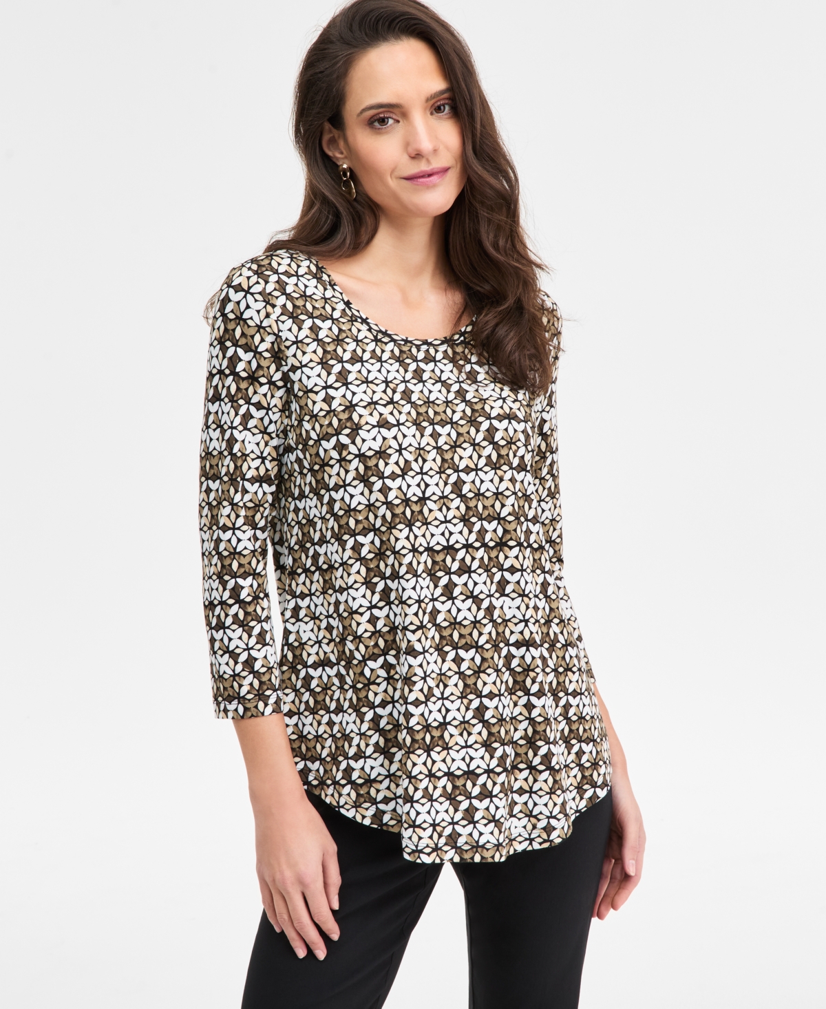 Click here for Jm Collection Emerald Shapes Scoop Neck Top  Macys... prices