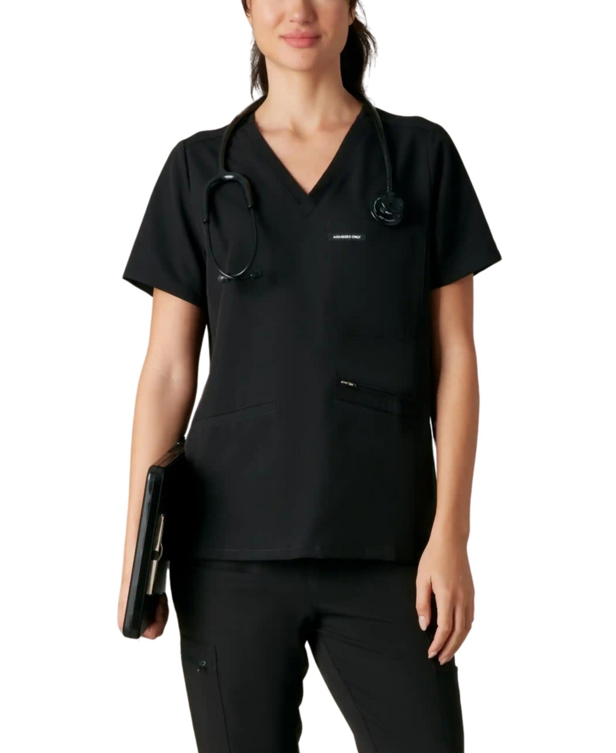 Click here for Members Only Womens Palermo 4-Pocket Scrub Top - B... prices