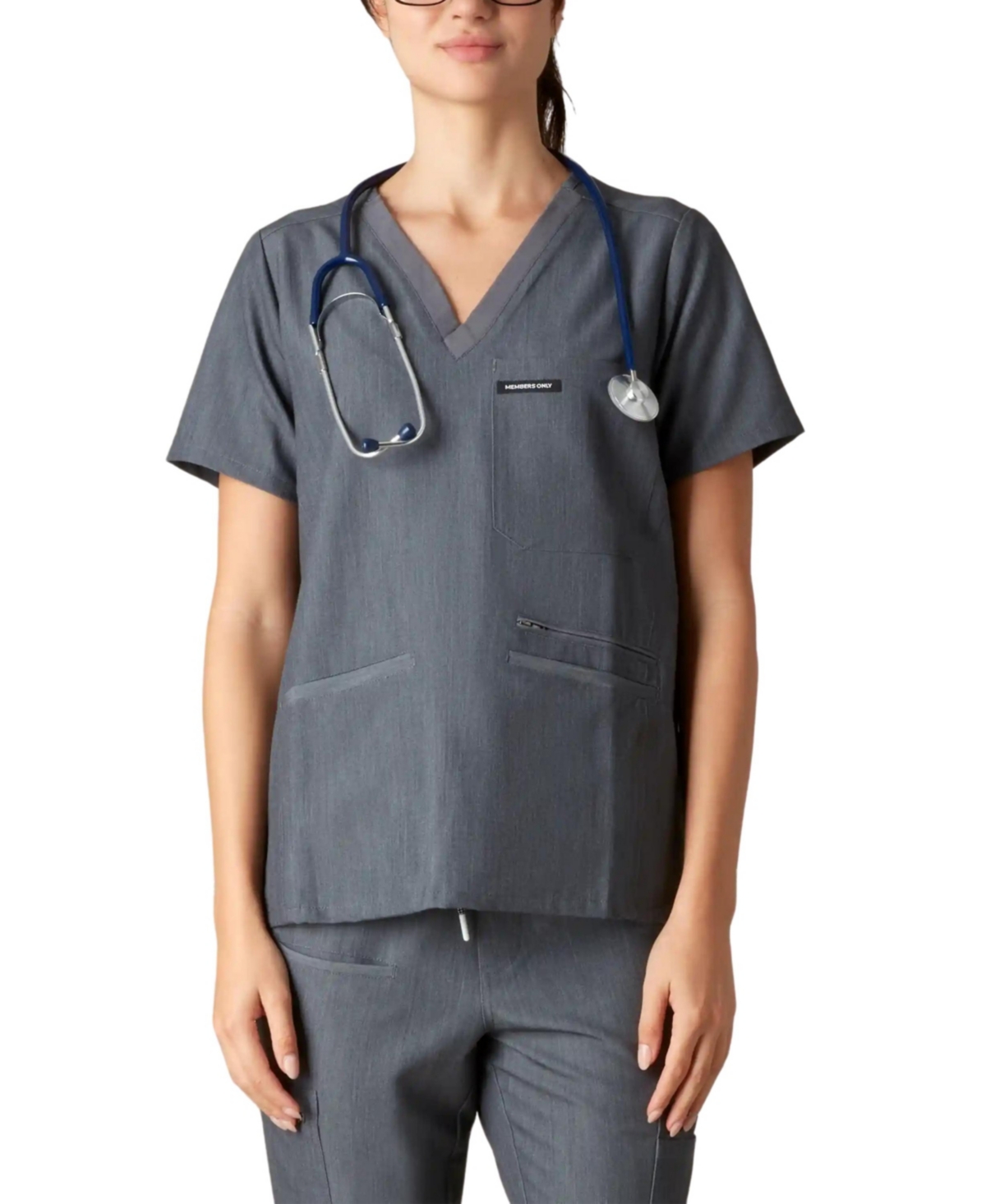 Click here for Members Only Womens Palermo 4-Pocket Scrub Top - G... prices