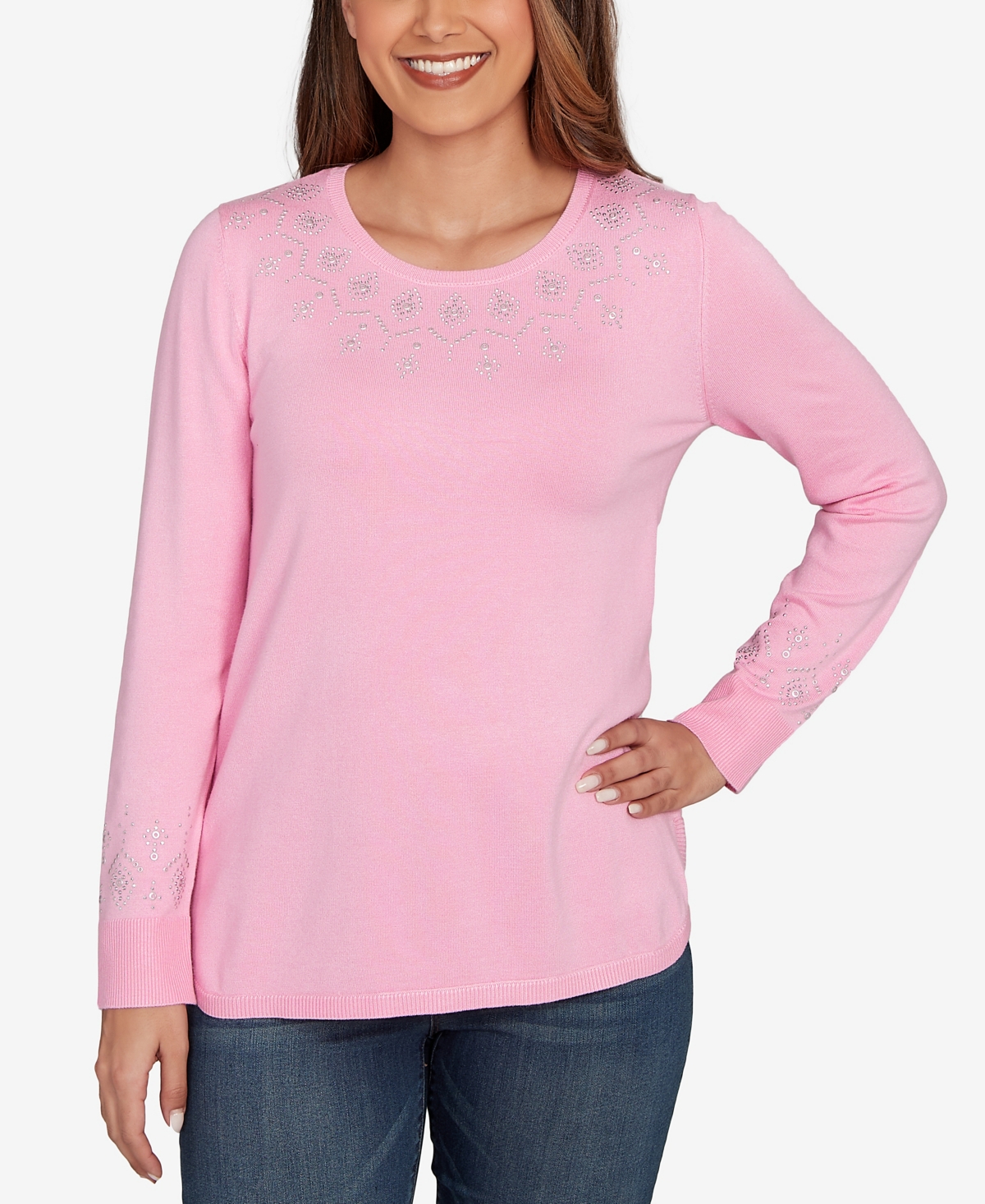 Click here for Ruby Rd. Petite Fair Isle Embellished Crew Neck Sw... prices