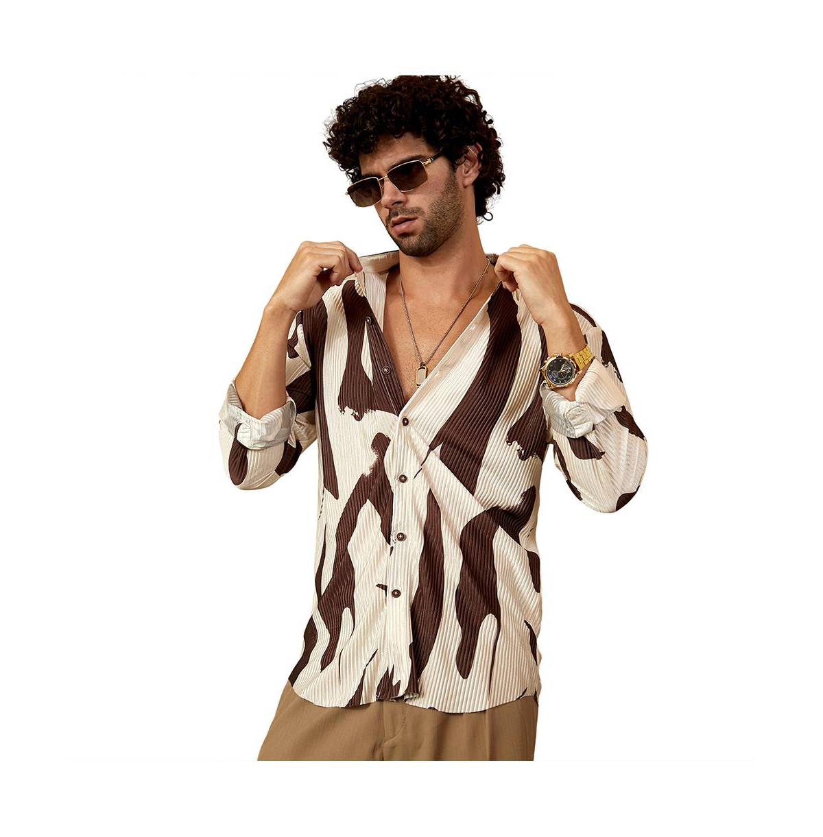 Click here for Campus Sutra Mens Chocolate Brown & Daisy White Co... prices