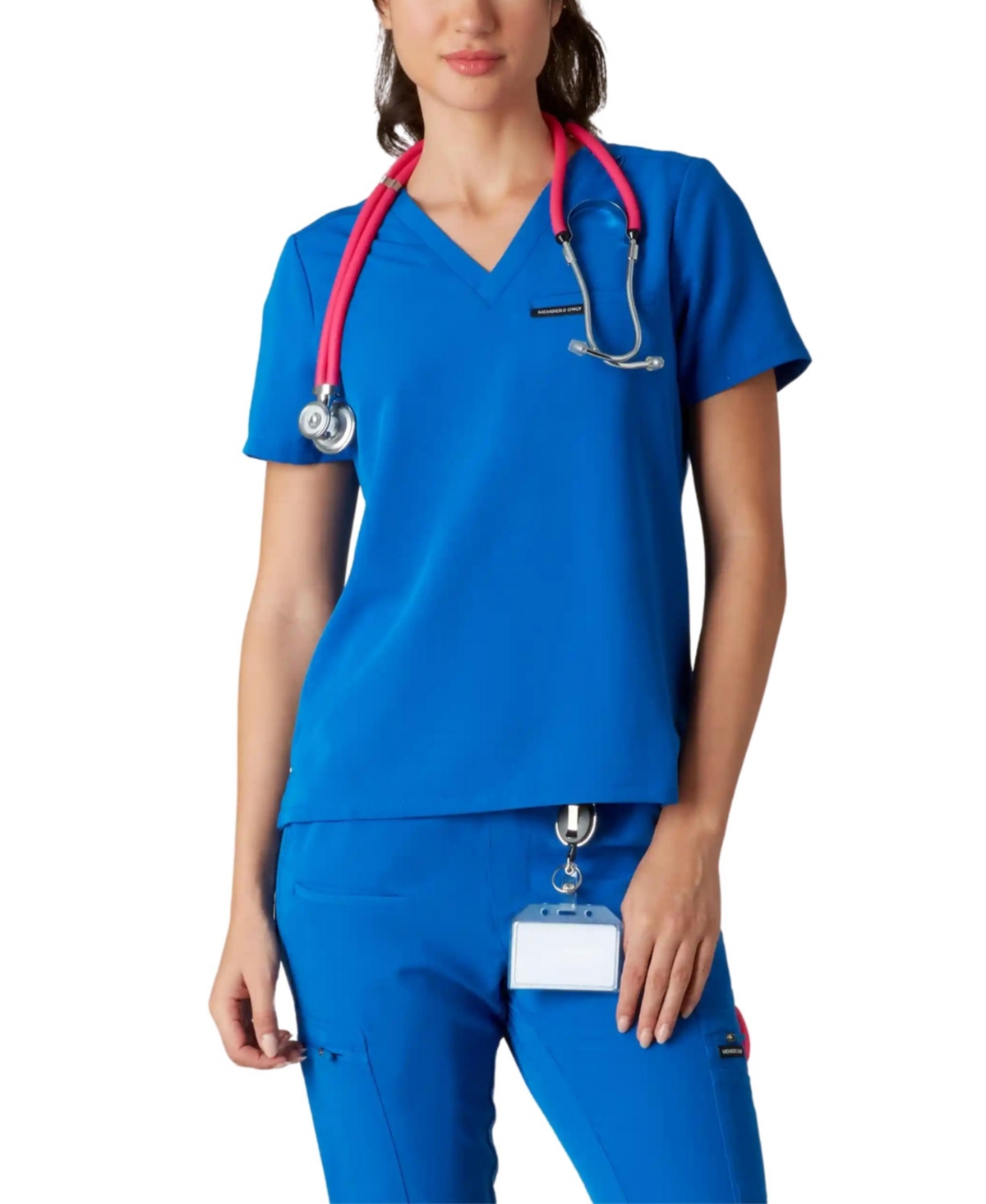 Click here for Members Only Womens Bari 1-Pocket Scrub Top - Roya... prices