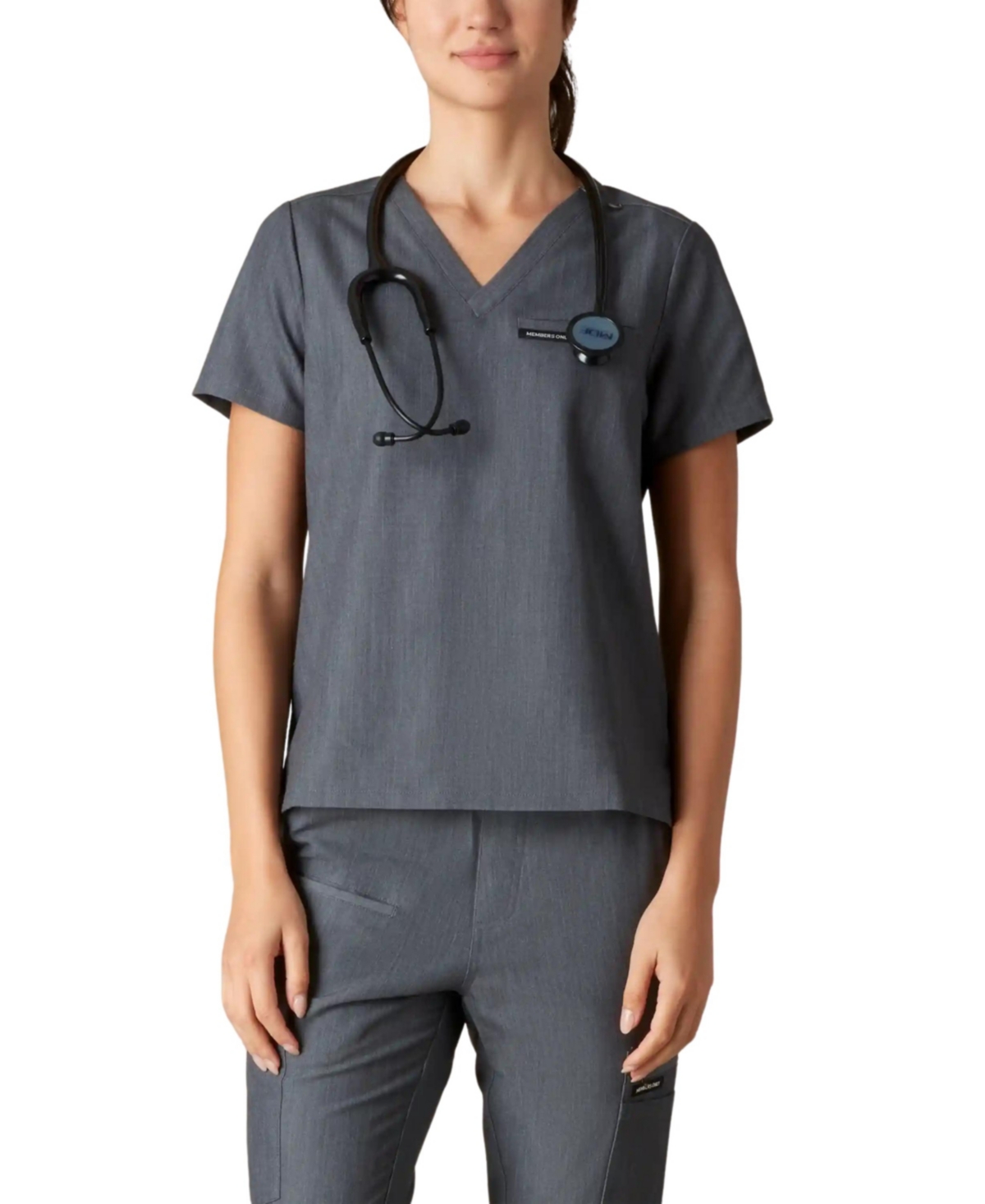 Click here for Members Only Womens Bari 1-Pocket Scrub Top - Grap... prices