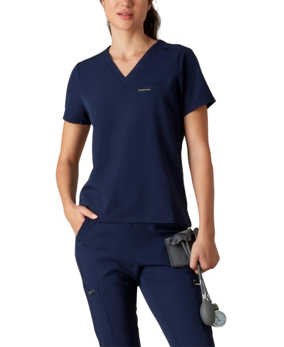 Click here for Members Only Womens Bari 1-Pocket Scrub Top - Navy prices