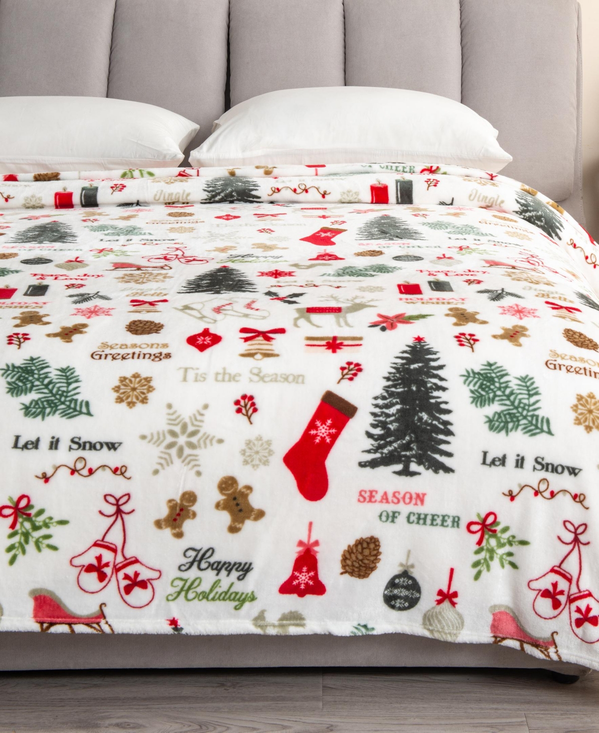 Click here for Linery & Co. Velvet Plush Cozy Christmas Throw Bla... prices