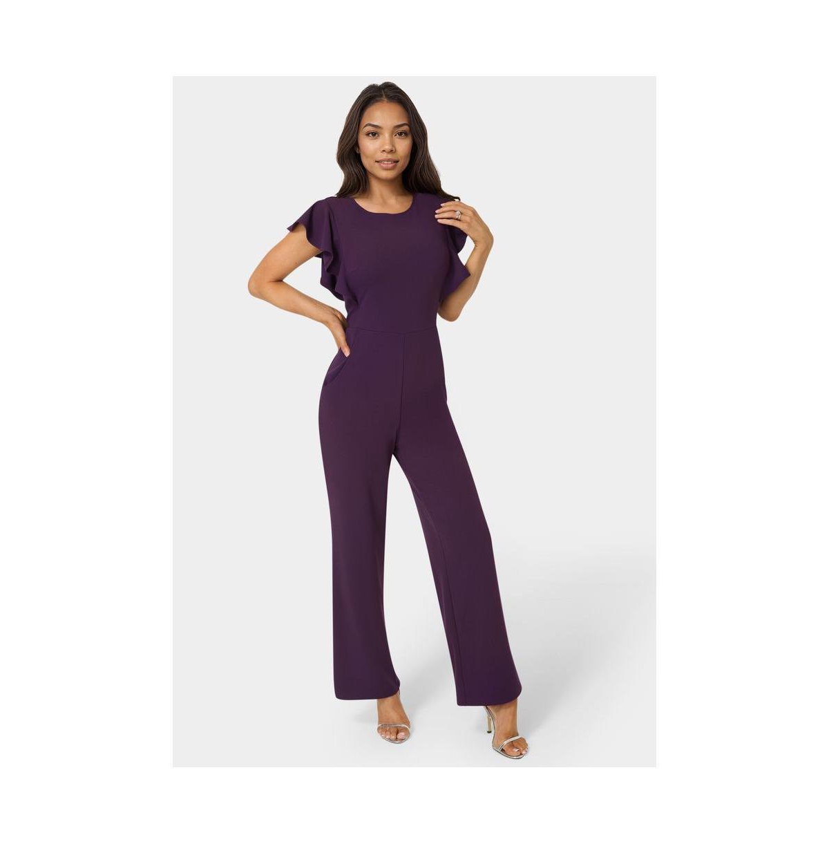Click here for Bebe Womens Scuba Crepe Jumpsuit With Ruffle Sleev... prices