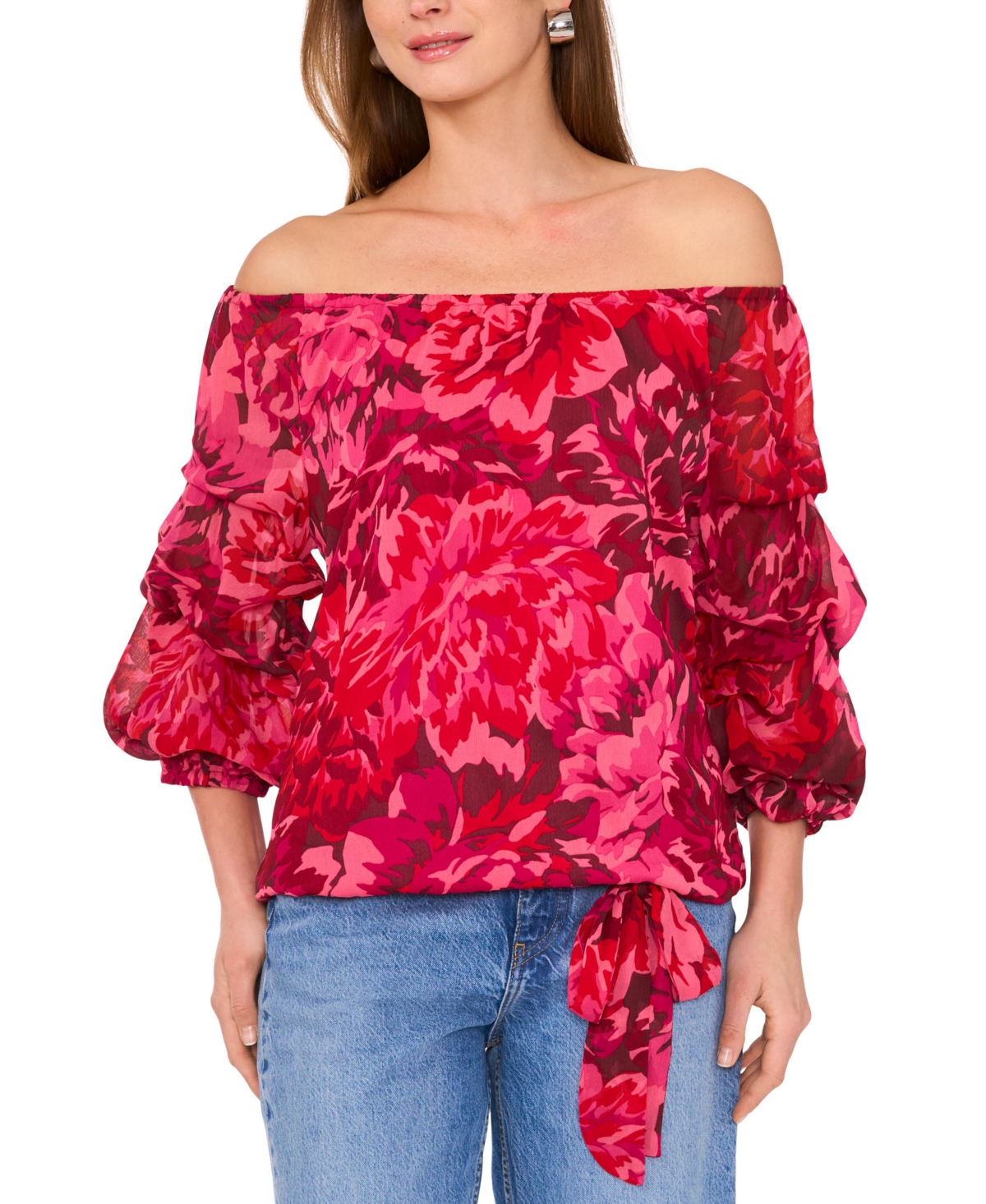 Click here for Macys Womens Off-The-Shoulder Top - Merlot Red prices