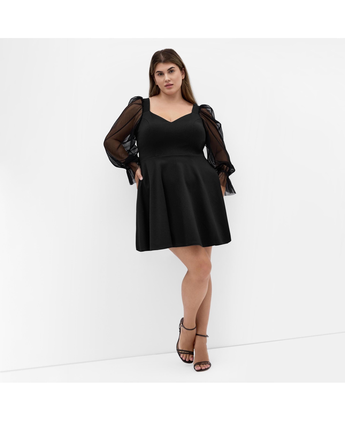 Click here for City Chic Womens Alannah Mesh Sleeve Mini Dress -... prices