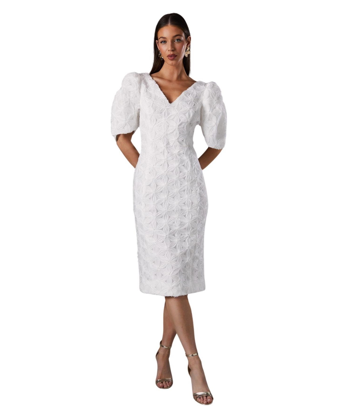 Click here for Coast Womens Floral Pleated Sleeve Pencil Dress -... prices